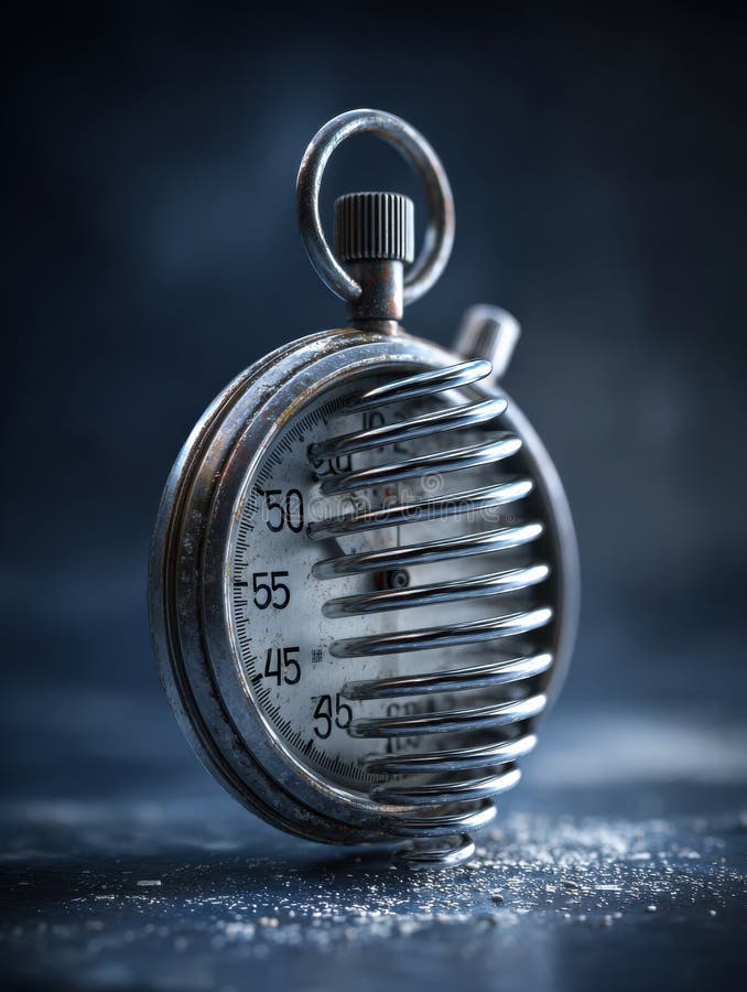 Stopwatch Transforms into a Coiled Spring within a Head, Representing ...