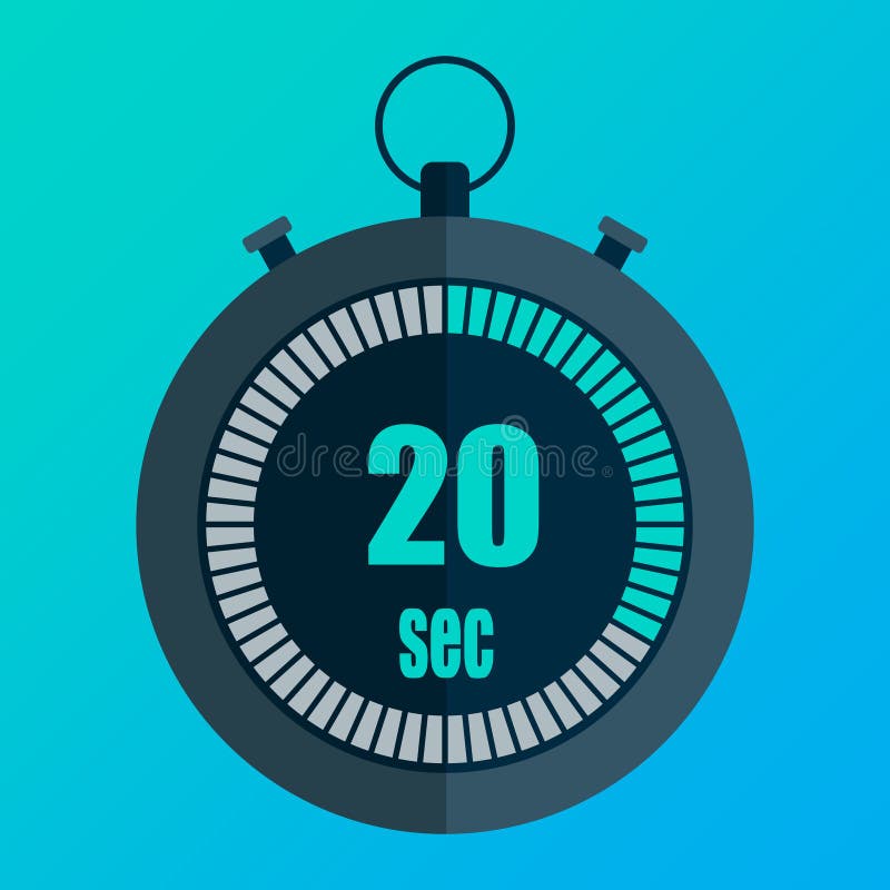 Stopwatch Showing 20. Twenty Seconds Countdown. Bright Blue Gradient ...