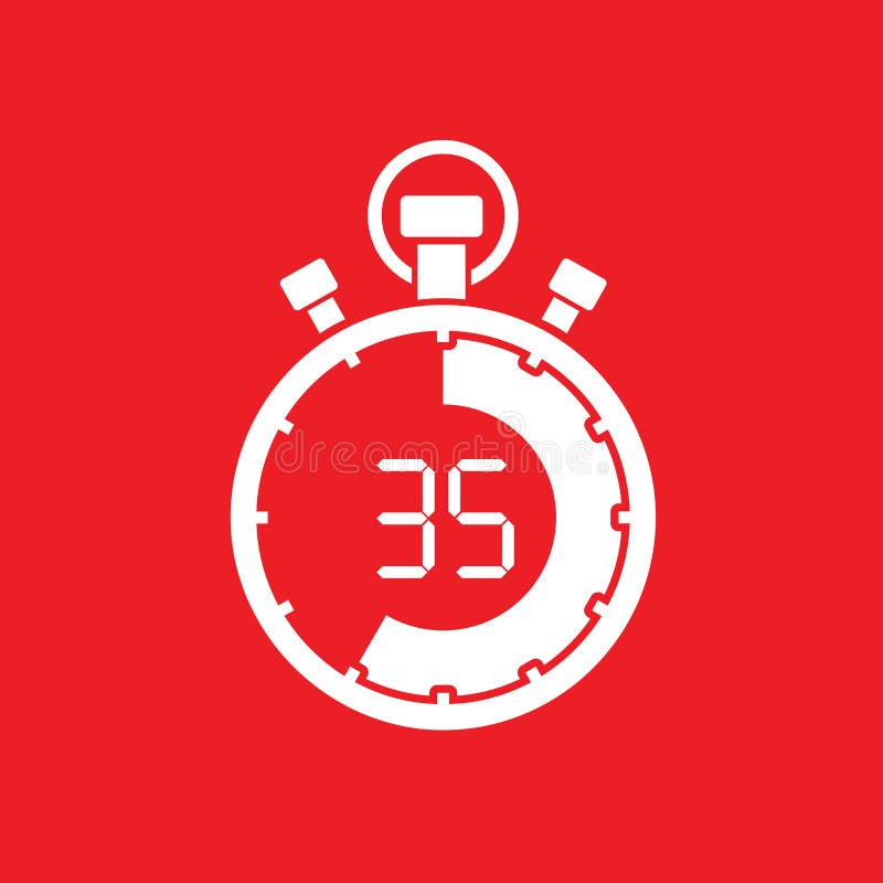 Stopwatch Thirty Five Minute Stock Vector - Illustration of number ...