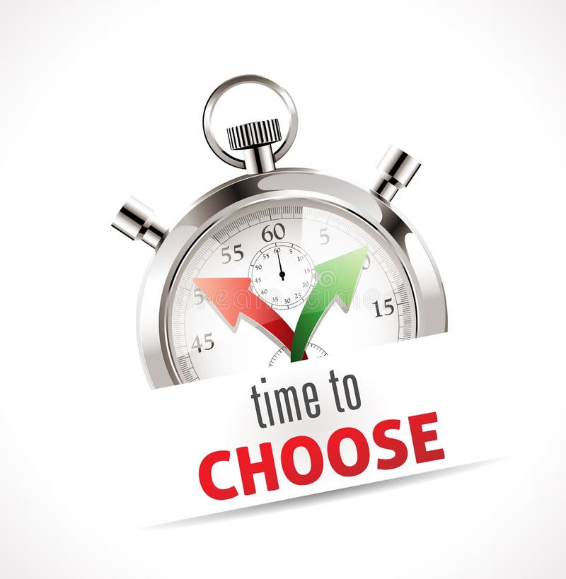 Time To Choose - Clock Reminds To Decide Stock Illustration ...