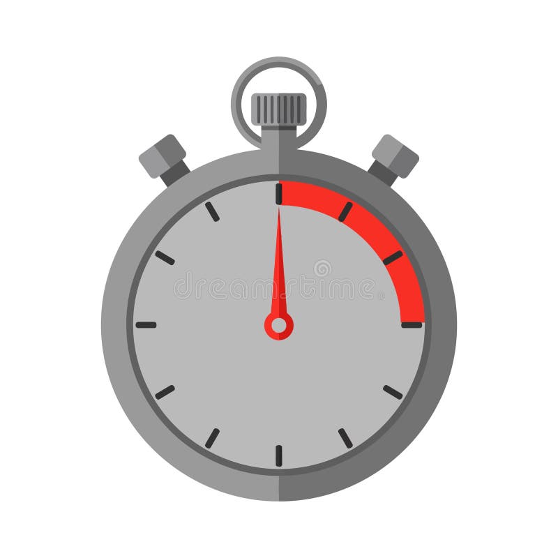 Stopwatch Timer with Red Segment Flat Design Detailed Round Clock ...