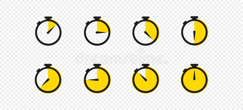 Stopwatch Timer Set Icon Vector Flat Design. Isolated Sign Stock Vector ...