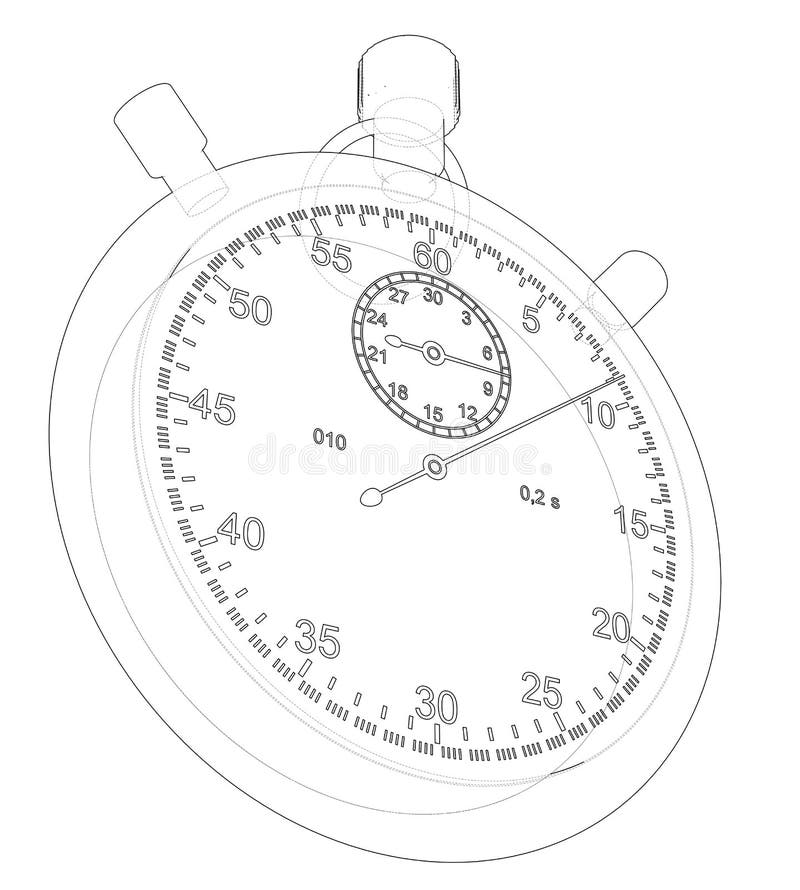 Stopwatch or Timer Sketch. Vector Stock Vector - Illustration of ...