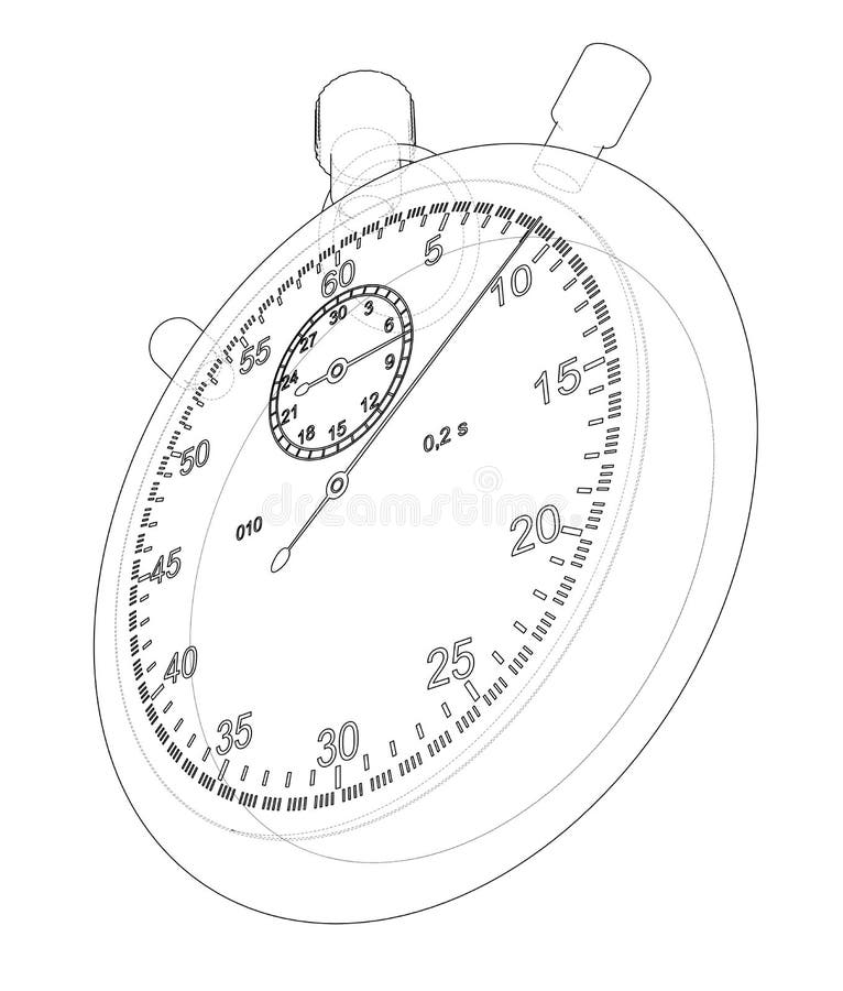 Stopwatch or Timer Sketch. Vector Stock Vector - Illustration of ...