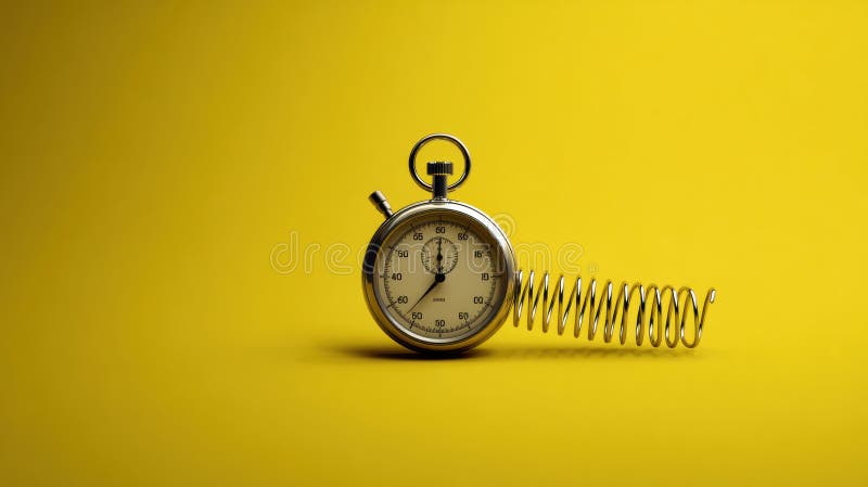 Stopwatch Transforms into a Coiled Spring Interior Highlighting Concepts of Time and Thought ...