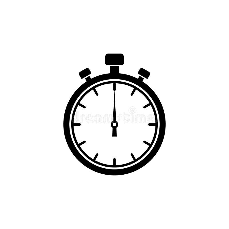 Simple, Black and White Timer/stopwatch Icon. Isolated on White Stock ...