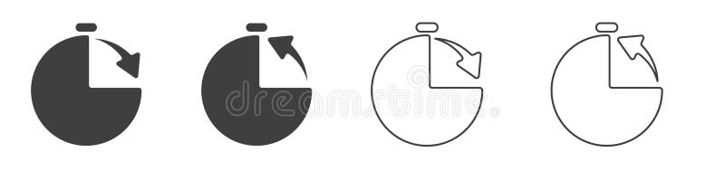 Stopwatch Vector Icon Set. Countdown Time Forward and Backward Vector ...