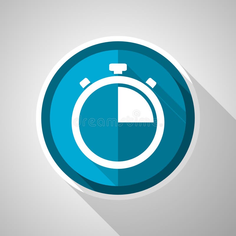 Stopwatch, Watch Symbol, Flat Design Vector Blue Icon with Long Shadow ...