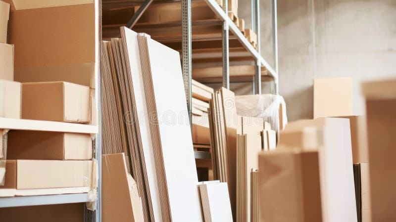 Storage Area Filled with Cardboard Boxes and Sheets of Material during ...