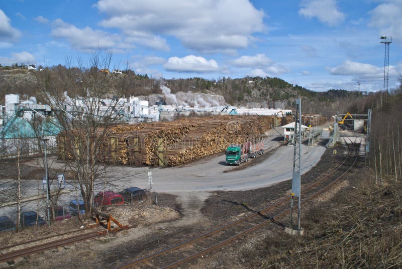 Storage area for timber stock image. Image of paper, forest - 24337189