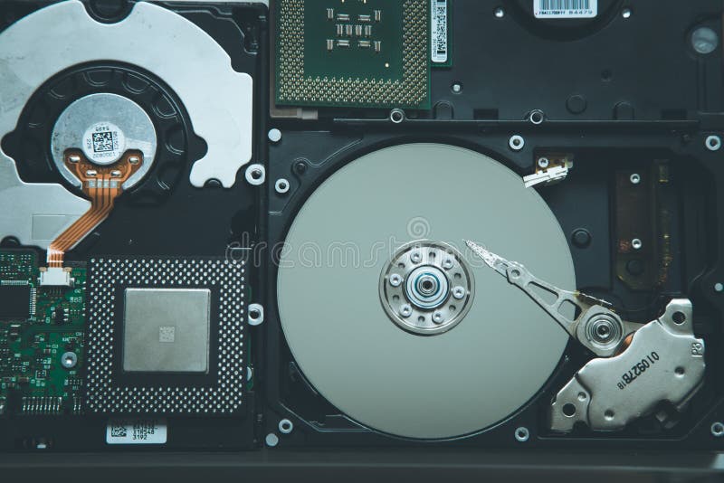 Storage, Backup and Cloud Concept: Close Up of Hard Disk Drive Stock ...