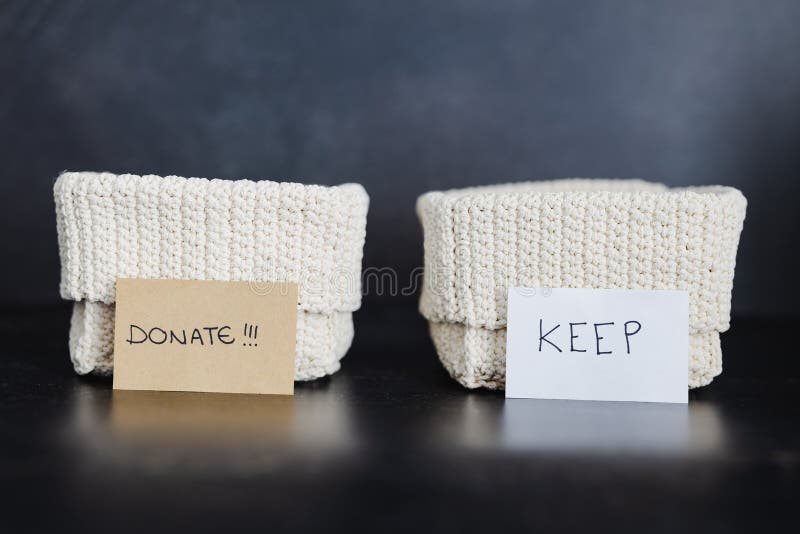 Storage Baskets To Divide Items To Keep from those To Declutter or ...