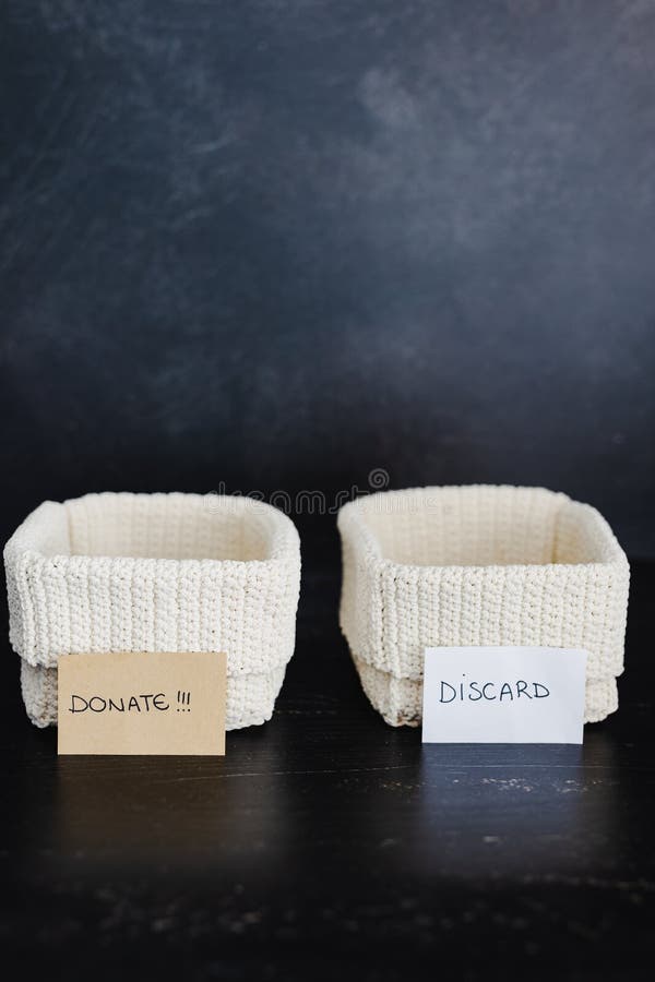 Storage Baskets To Divide Items To Keep from those To Declutter or ...