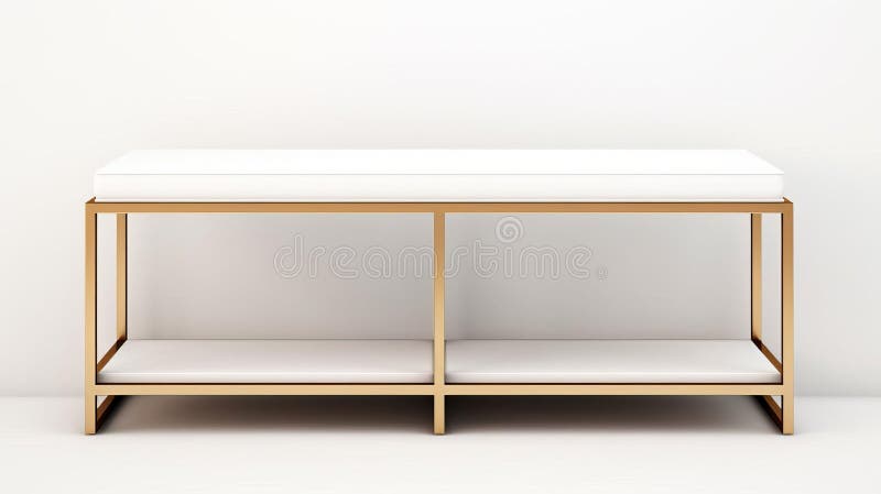 Golden Storage Bench with Minimalist White Background Canvas Frame ...