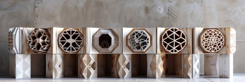 Storage Bins with Intricate Overlapping Geometric Designs Creating a ...