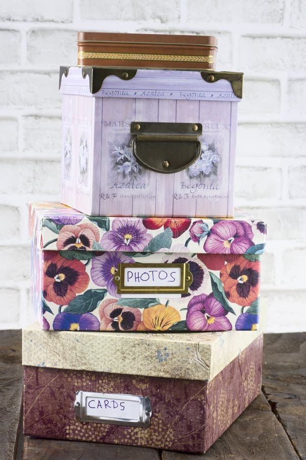 Storage Boxes Stacked Together Stock Photo - Image of label, stack ...