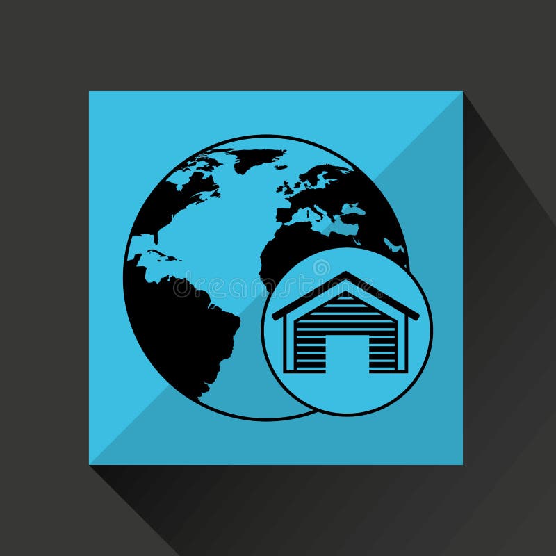 Storage Building Global World Delivery Stock Vector - Illustration of ...