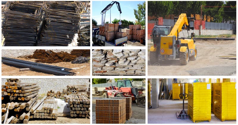 Storage Building Materials of a Telescopic Loader Stock Photo - Image ...