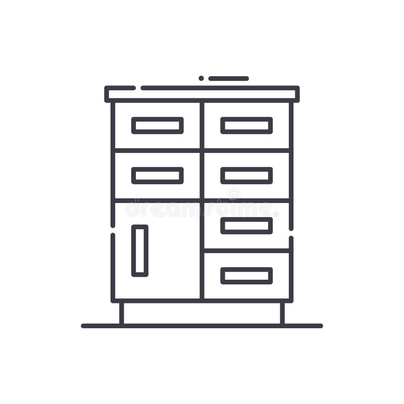 Storage Cabinet Icon, Black Vector Sign with Editable Strokes, Concept ...
