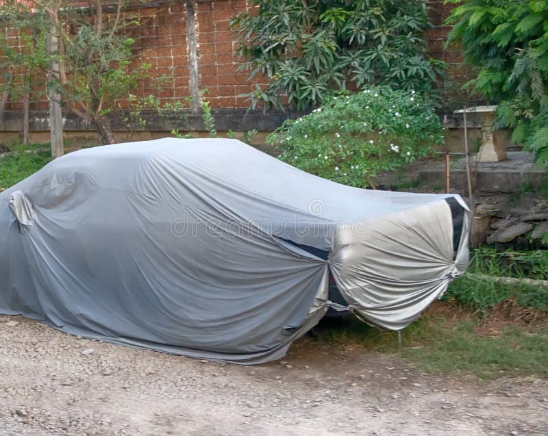 Storage of Car Under Protective Cover Stock Photo - Image of guard ...
