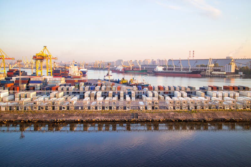 Storage of Cargoes in Sea Port Stock Photo - Image of moored, global ...