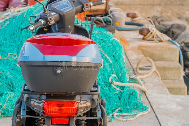 Storage Compartment on Scooter Stock Image - Image of motor, scooter ...