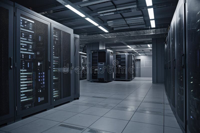 Storage Data Center Filled with Racks of Servers and Other Electronic ...