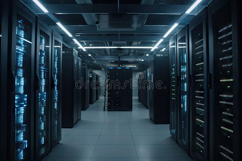 Storage Data Center Filled with Racks of Servers and Other Electronic ...