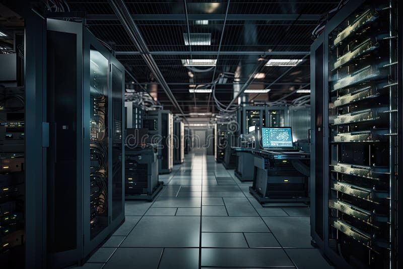 Storage Data Center Filled with Racks of Servers and Other Electronic ...
