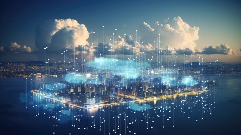 Storage data clouds stock illustration. Illustration of urban - 362251015