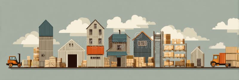 Storage and Delivery Infographic Showcasing Building Goods with ...