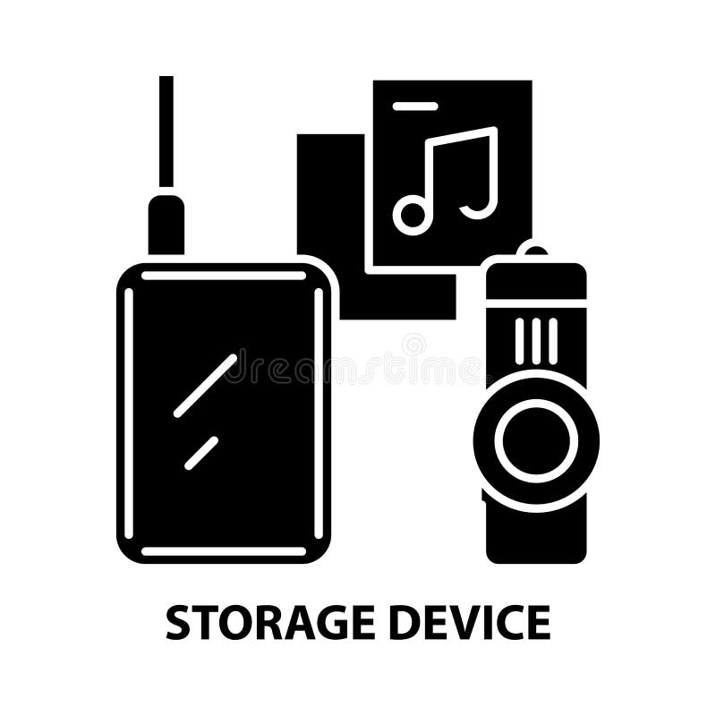 Storage Device Icon, Black Vector Sign with Editable Strokes, Concept ...