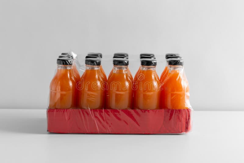 Pack of Bottles with Fruit or Vegetable Juice Stock Image - Image of ...