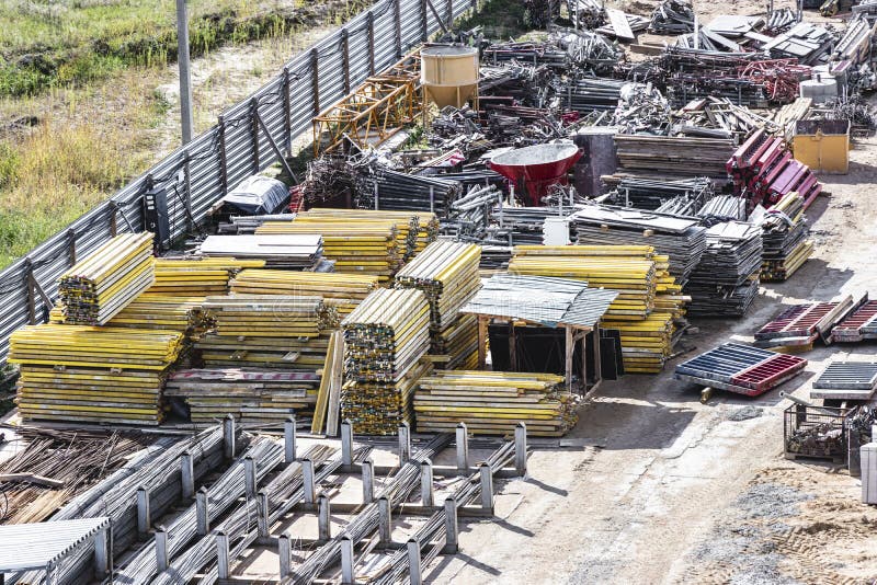 Storage of Equipment and Materials at the Construction Site. Formwork ...