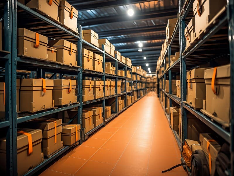 Storage Facility in the Factory Stock Photo - Image of shelf, aisle ...