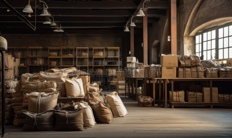 A Storage Facility Overflowing with Various Containers Stock ...