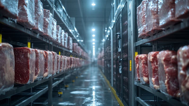 Storage Facility for Perishable Goods Features Organized Meat Inventory ...