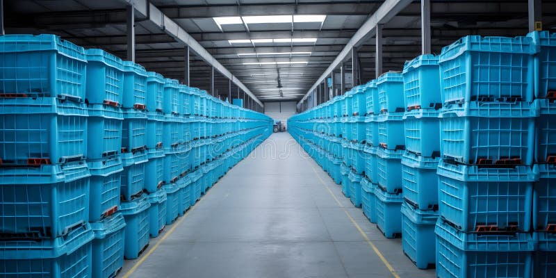 A Storage Facility with Rows of Large Plastic Containers Created with ...