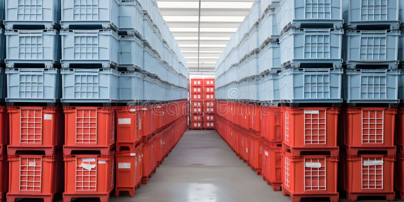 A Storage Facility with Rows of Large Plastic Containers One Created ...