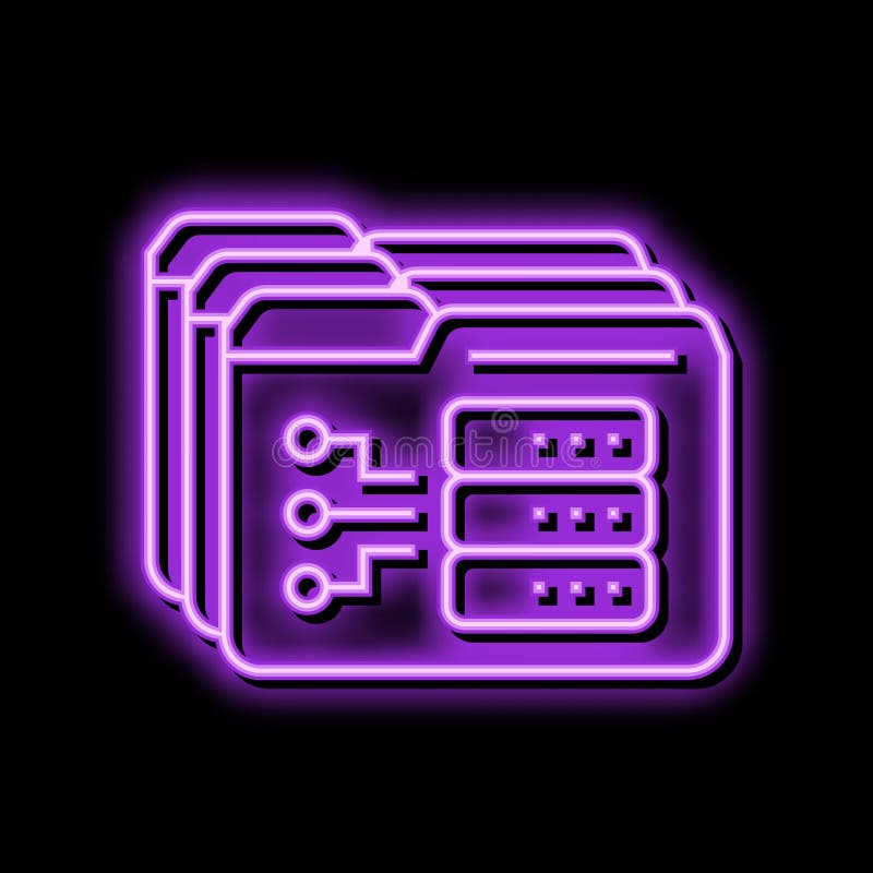 Storage Folder Neon Glow Icon Illustration Stock Vector - Illustration ...
