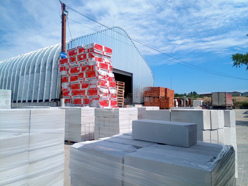 Storage of Gas Block at the Construction Base for Storage Stock Photo ...