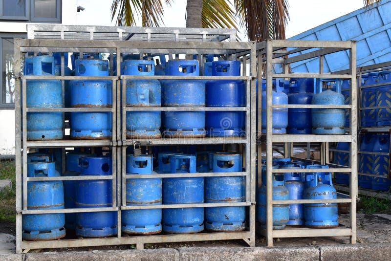 Storage of Gas Bottles at the Back of a Gas Station. Primary Source of ...