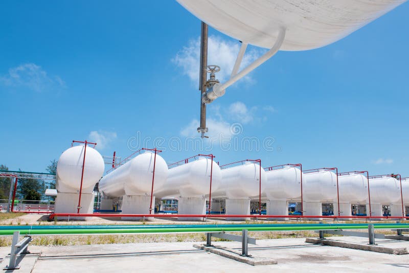 Storage of Gasoline in the Horizontal Tanks and Pipeline Stock Image ...