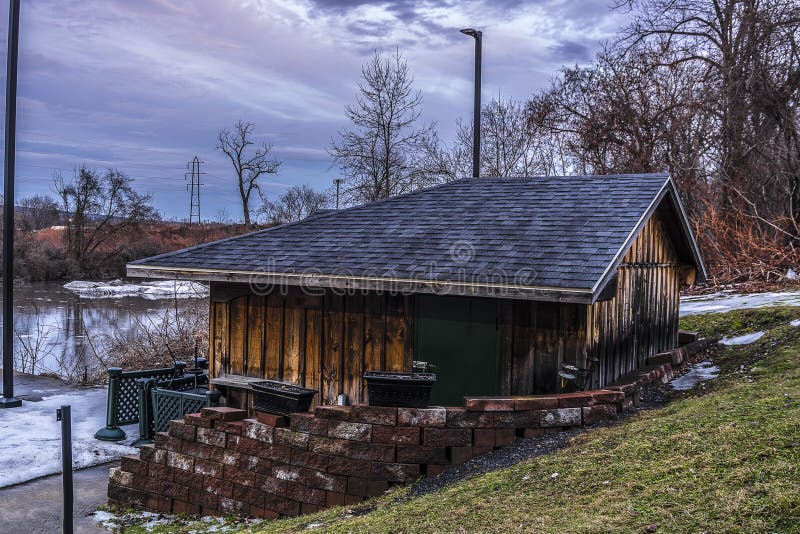 Storage Hut stock photo. Image of sheds, river, colorful - 114514074