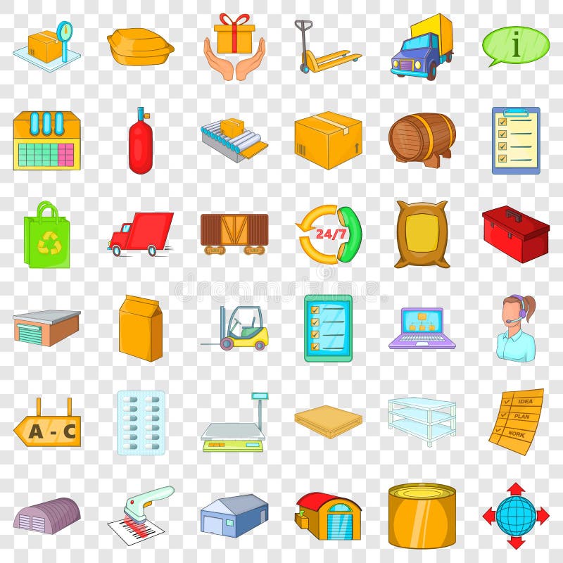 Storage Icons Set, Cartoon Style Stock Vector - Illustration of ...