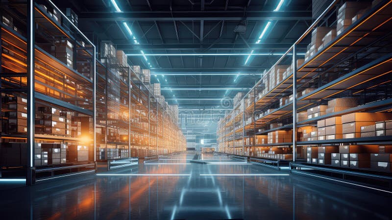 Storage Industry Warehouse Background Stock Illustration - Illustration ...