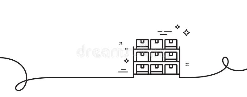 Storage Line Icon. Goods Warehouse Sign. Continuous Line with Curl ...