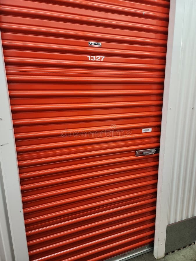 Storage Locker Facility Red Door Stock Photo - Image of locker, door ...