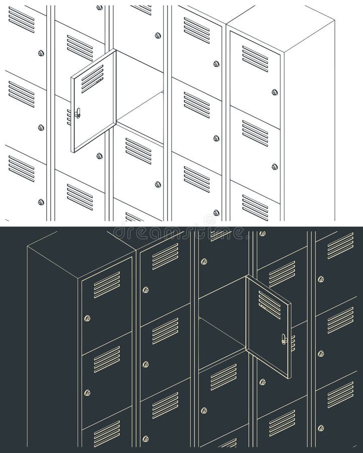 Storage Lockers Close Up Illustrations Stock Vector - Illustration of ...