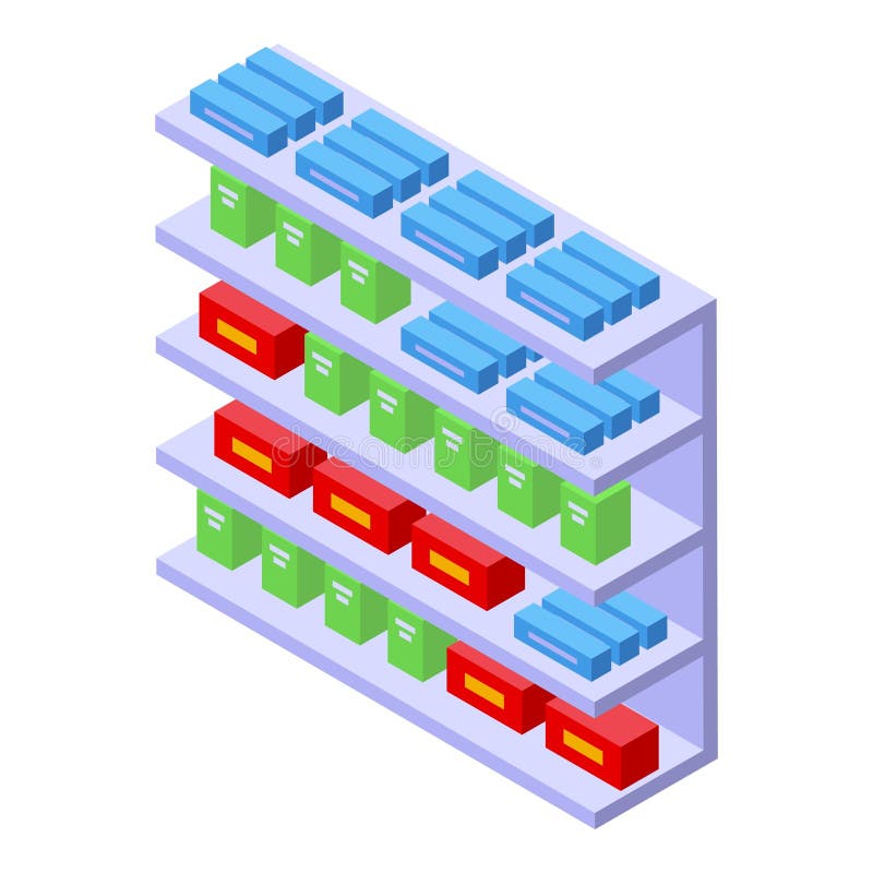 Storage Organization Concept with Colorful Boxes on Warehouse Shelves ...